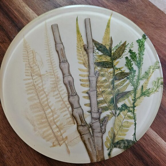 Kitchen | Vintage Bamboofern And Pressed Leaves In Resin Trivet 197 ...